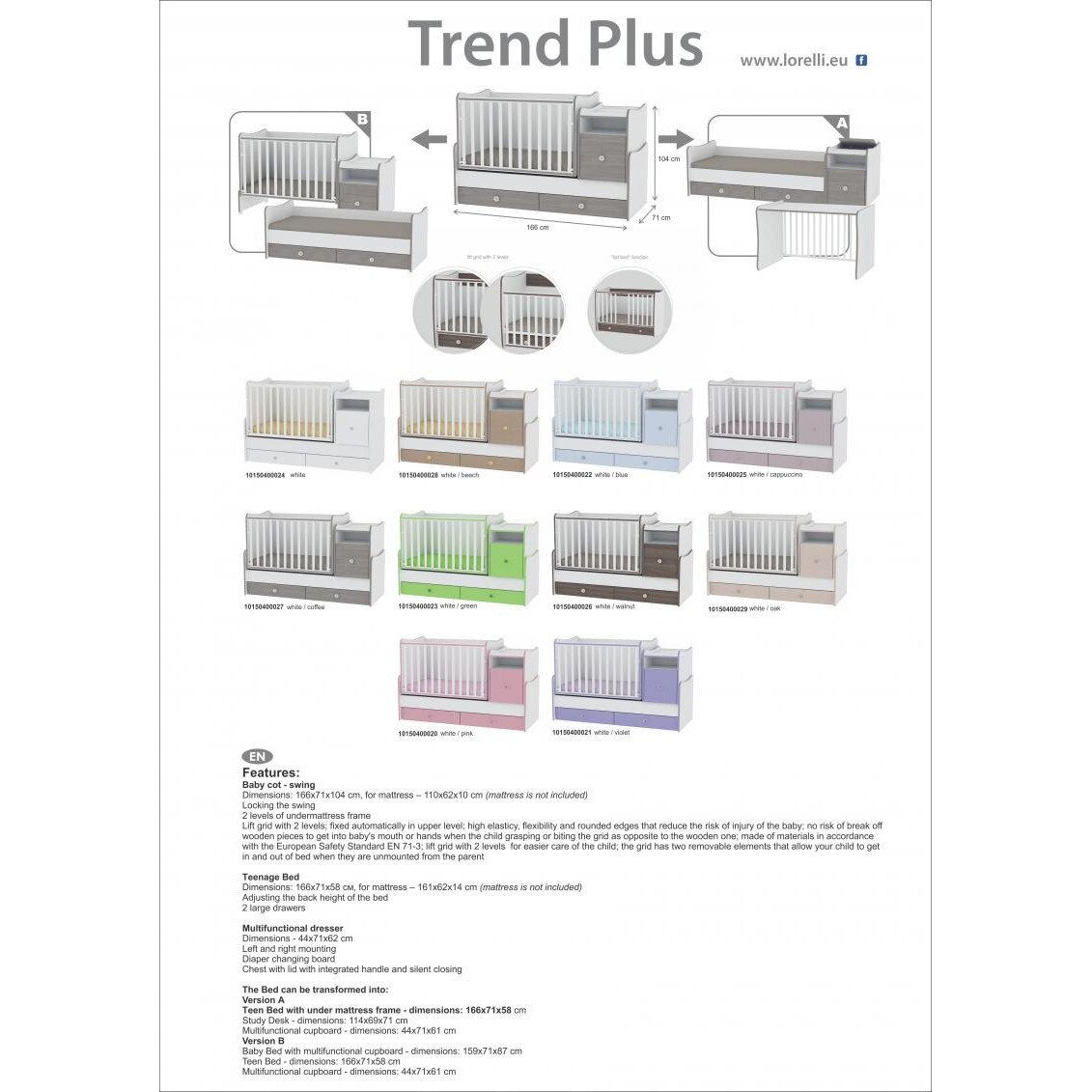 Mobilier transformabil Trend plus white oak - eMAG.ro