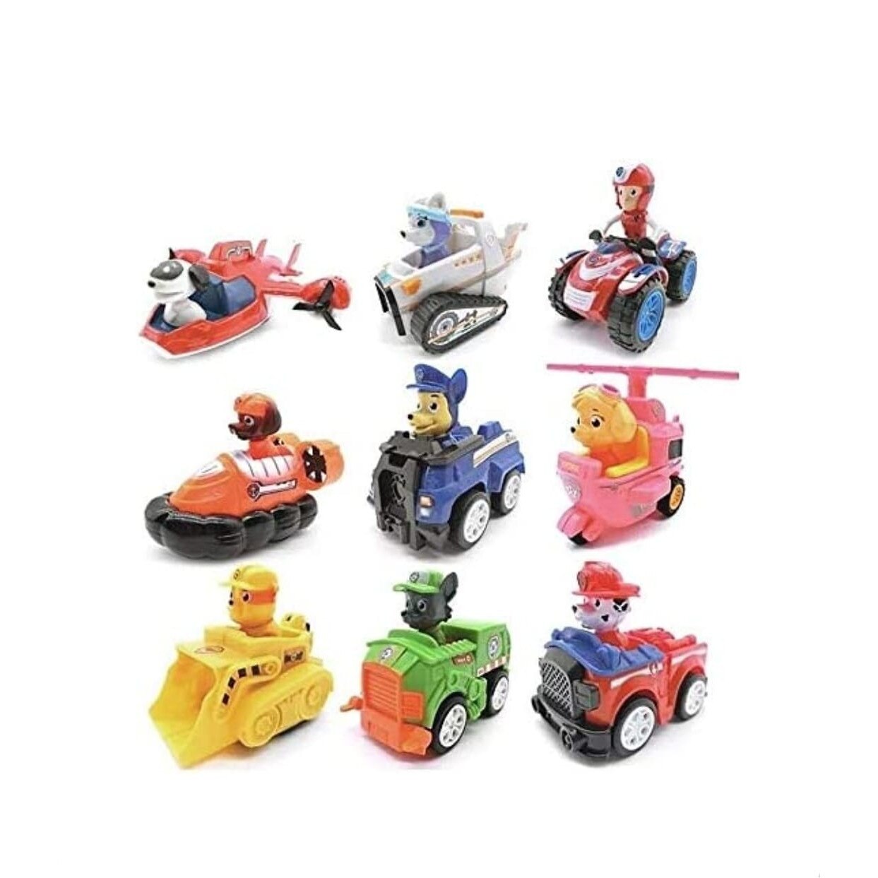 Set 9 Figurine Catelusi cu masinute, multicolor, 8 cm - eMAG.ro
