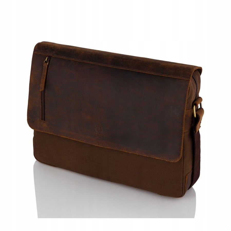 Geanta barbati Paolo Peruzzi, Piele naturala, 39x28.5x8 cm, Maro inchis ...