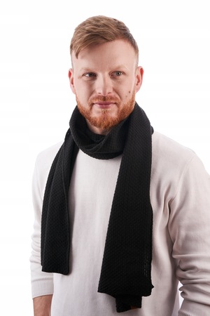 Fular barbati Brodrene, Acril, 180x30 cm, Negru - eMAG.ro