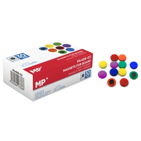 Set 12 magneti pentru tabla magnetica, MP, PA488-02, 30 mm, Multicolor ...
