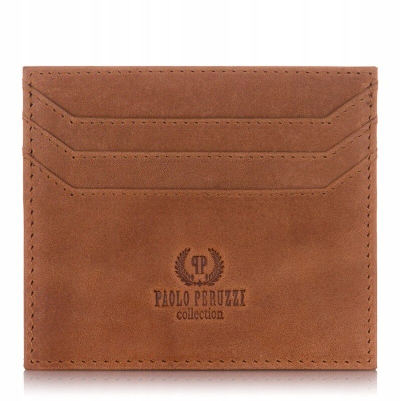 Port card barbati Paolo Peruzzi, Piele naturala, 10x8.5 cm, Maro - eMAG.ro