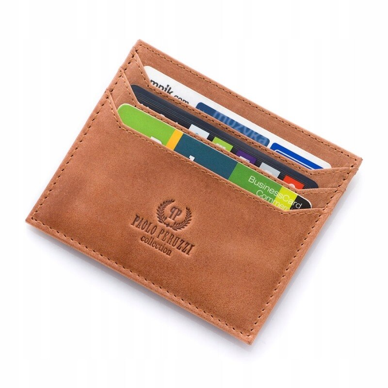 Port card barbati Paolo Peruzzi, Piele naturala, 10x8.5 cm, Maro - eMAG.ro