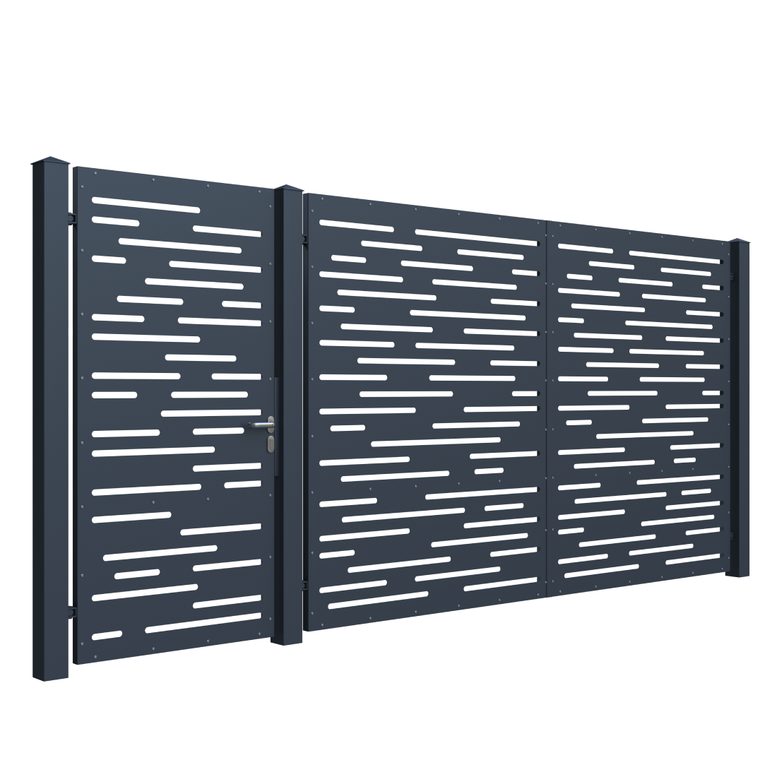 Set poarta auto si pietonala, Todome, Economic 304, negru, 400 x 190 cm ...