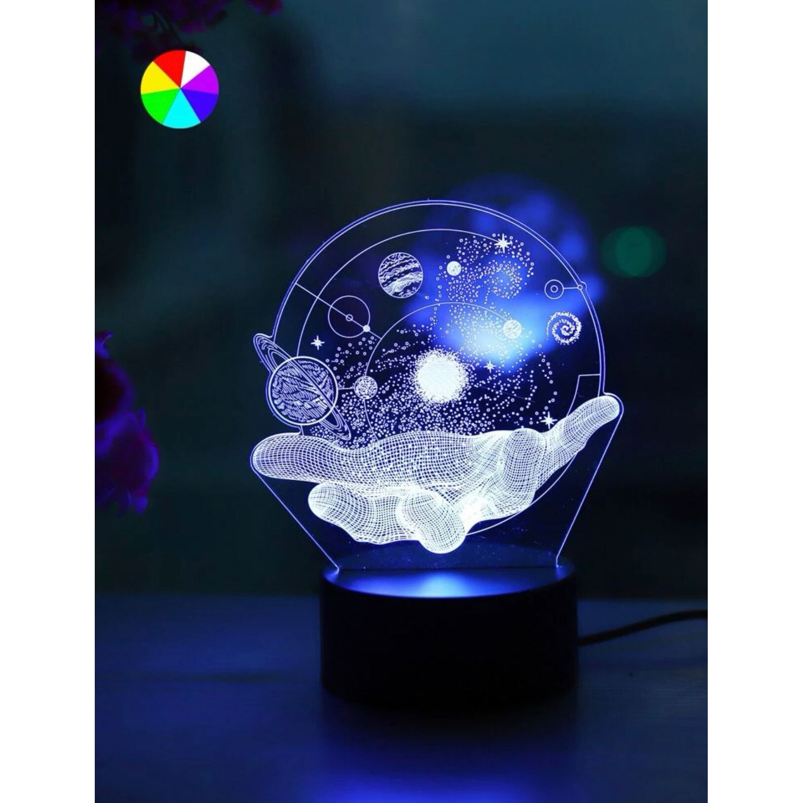 Lampa decorativa multicolora 3D, Sistemul solar cu spatiul cosmic, cu ...