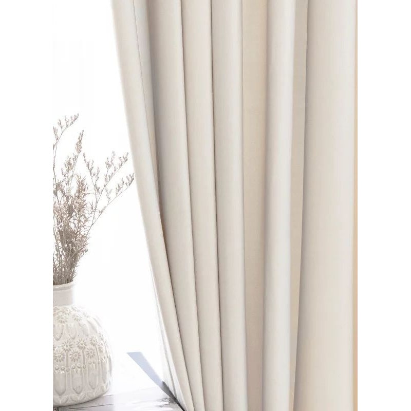 Set 2 bucati draperie catifea culoare ivoire, croita cu rejansa pentru ...