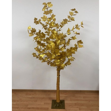 Pom decorativ pentru Craciun, Auriu, Inaltime 1.50m, luminare LED, cu ...