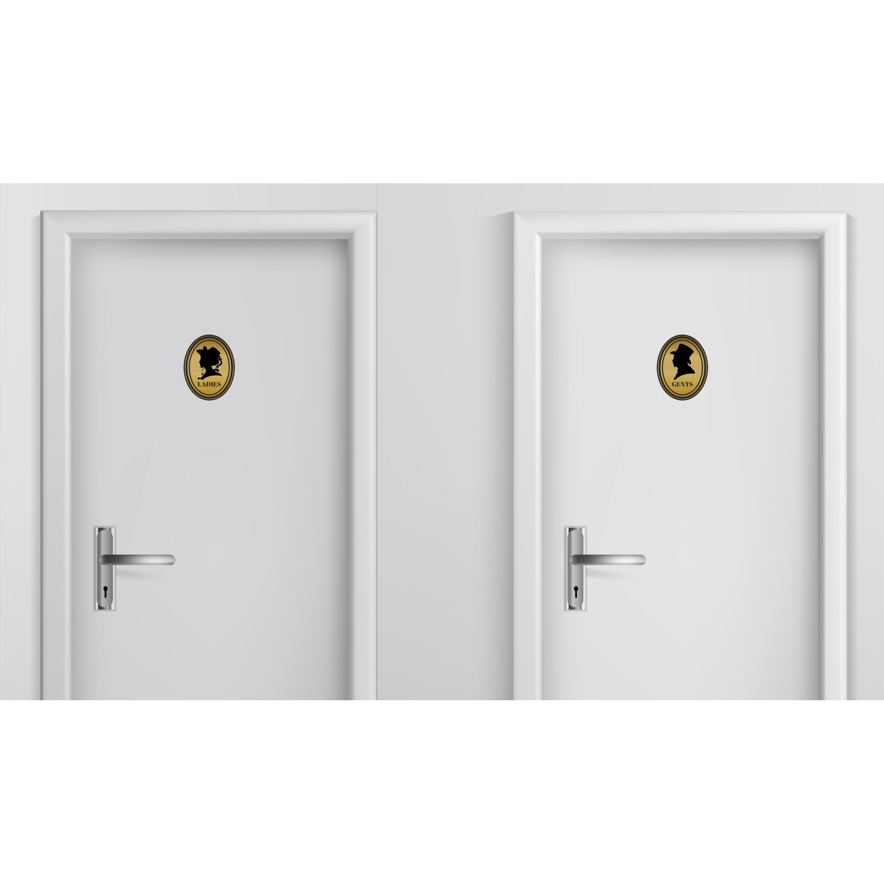 Semn indicator toaleta, set 2 bucati, ABS auriu gravat, 80x110 mm ...