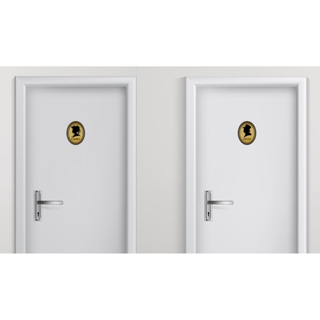 Semn indicator toaleta, set 2 bucati, ABS auriu gravat, 80x110 mm ...