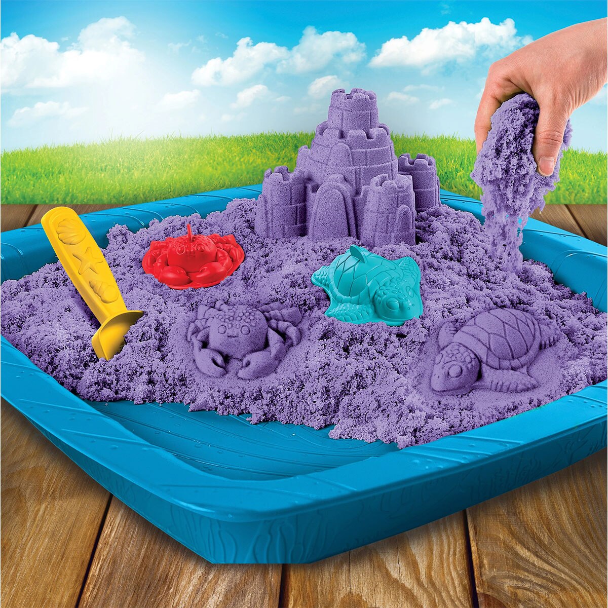 Nisip Kinetic Sand Castel de nisip, violet, 454 g cu accesorii - eMAG.ro