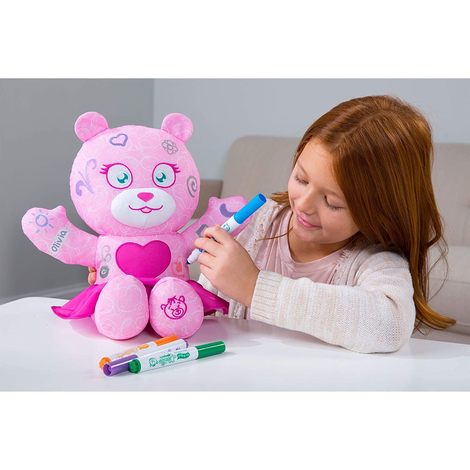 Ursulet de plus de colorat Doodle Bear cu 3 markere lavabile - eMAG.ro