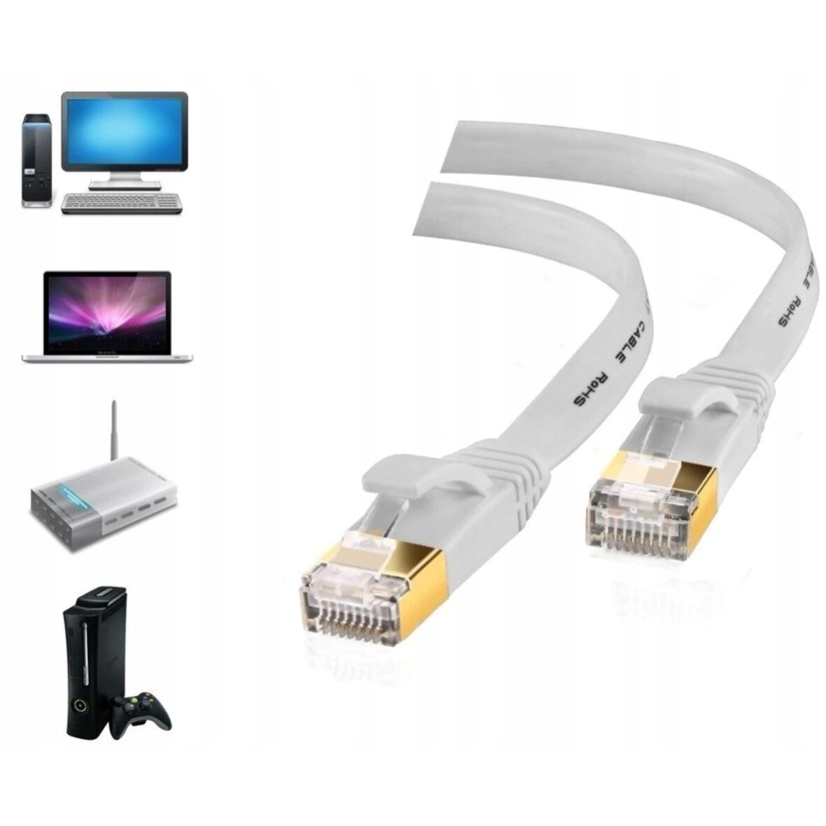 Cablu de retea Ethernet RJ45, SFTP, 600 MHz, Cat 7, 3 m, Alb - eMAG.ro