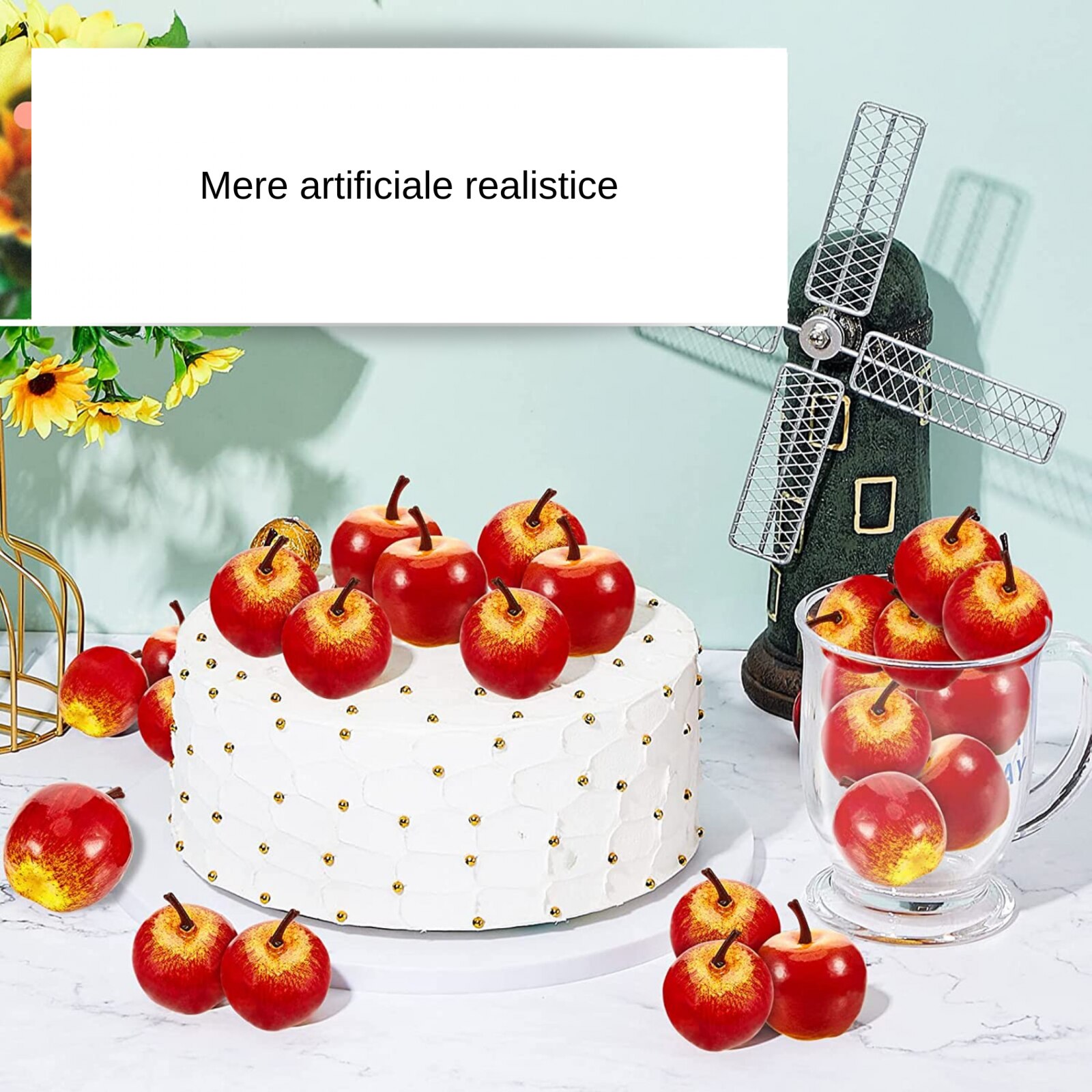 Set 12 Bucati Mere Rosii Artificiale din Plastic pentru Decor - eMAG.ro