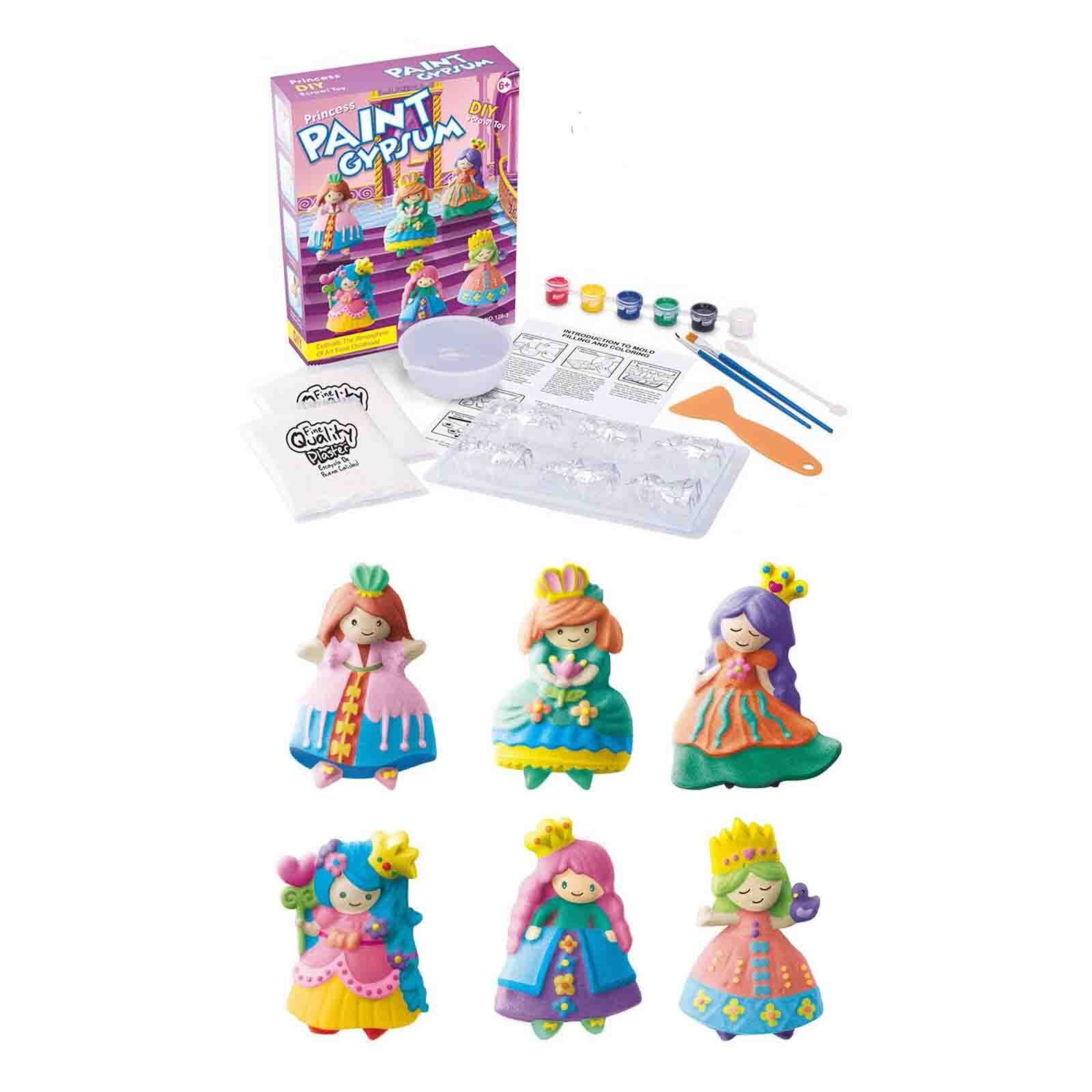 Figurine din ipsos de pictat pentru copii, Kit complet DIY cu Printese ...
