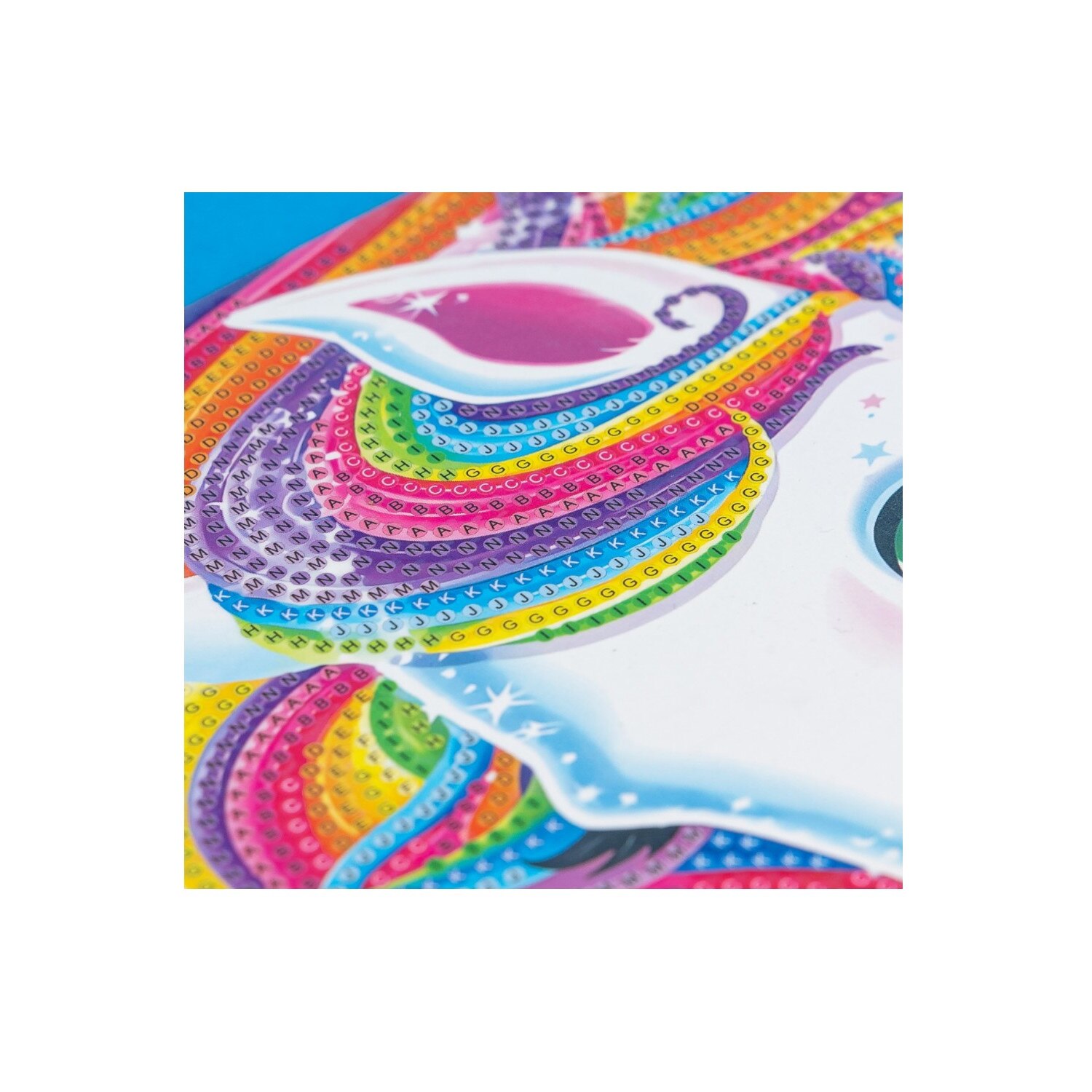Goblen cu diamante rotunde, 20x20 cm, model Cal alb Curcubeu - eMAG.ro