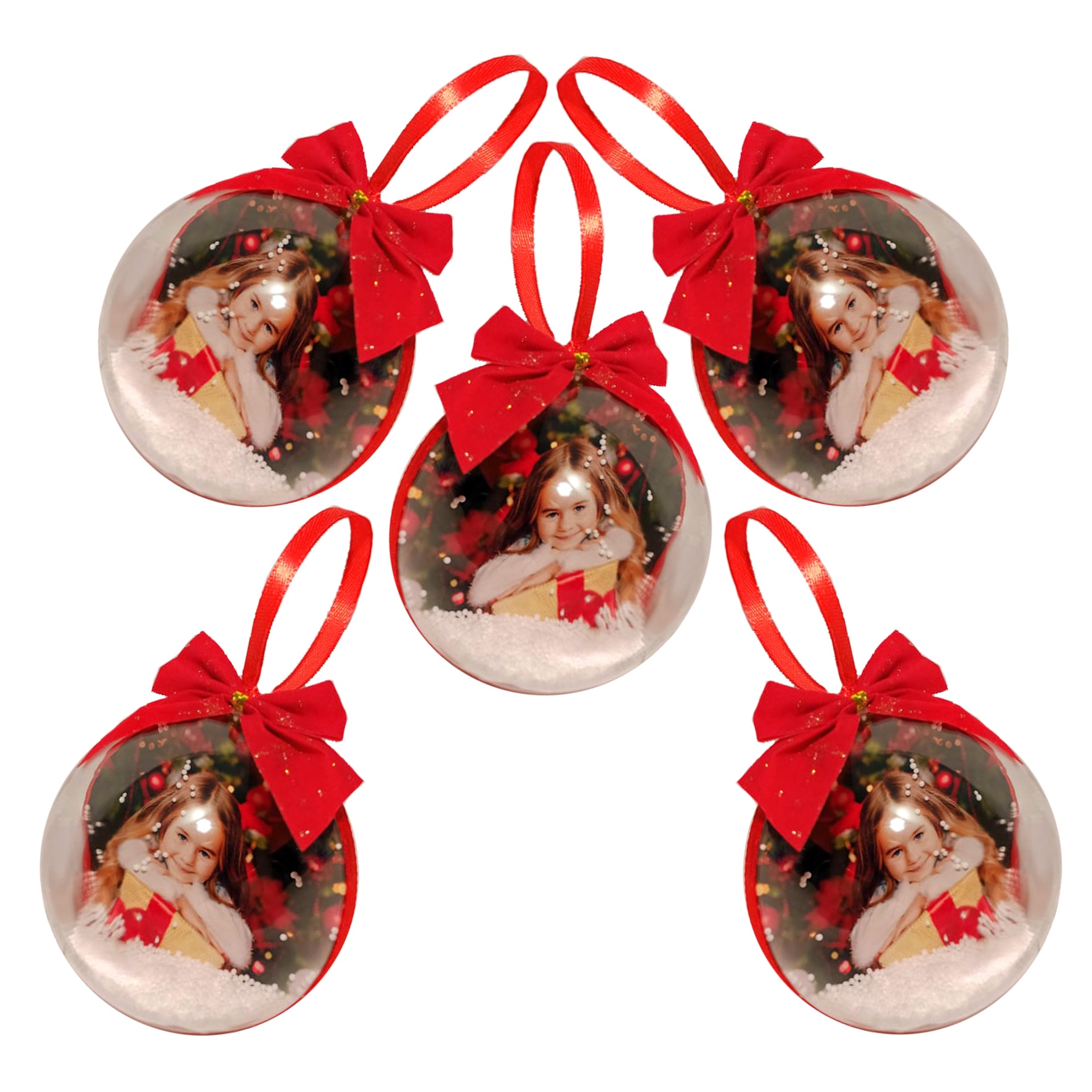 Set 5 globuri personalizate cu poza, diametru 8 cm - eMAG.ro