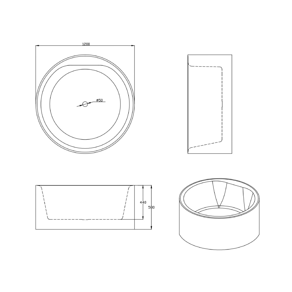 Свободностояща вана Bella WB-838 1200 x 1200 x 580 - eMAG.bg