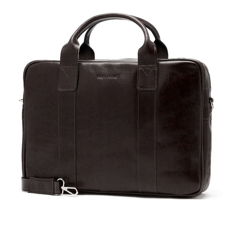 Geanta barbati Brodrene, Piele naturala, 29x40x9, Maro inchis - eMAG.ro
