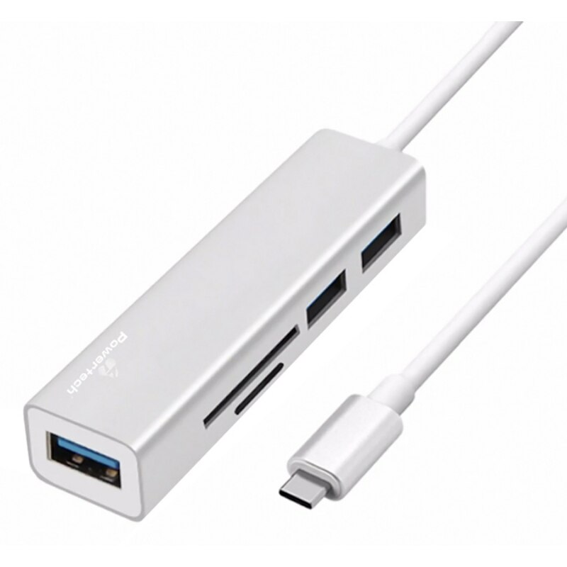 Hub, PowerTech, PTH-069, 3xUSB/USB-C/SD/MicroSD, Cablu 17.5 cm ...