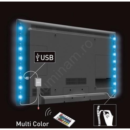 Banda led RGB TV 5 Metri cu telecomanda LED/USB - eMAG.ro