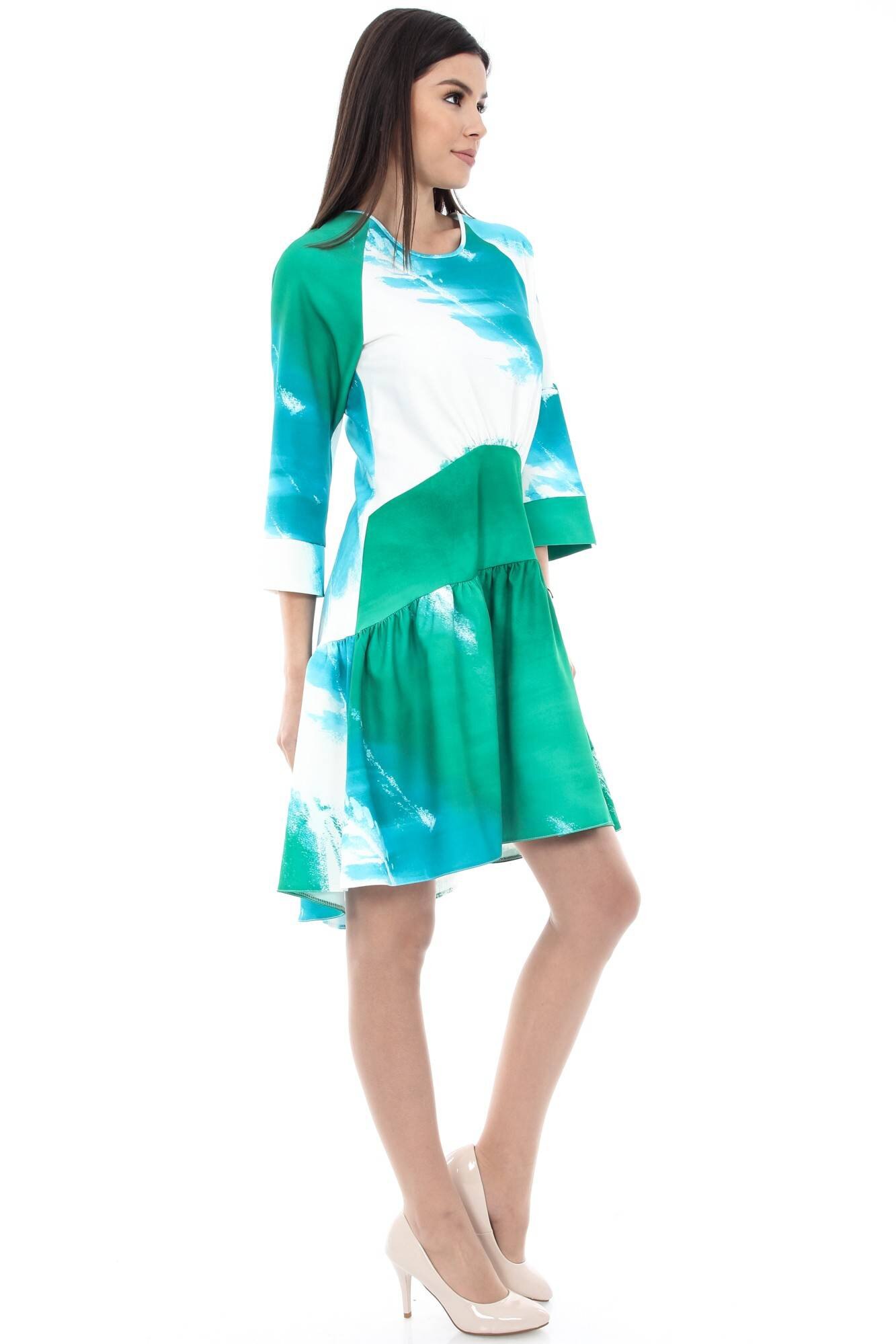 Rochie verde, multicolor, ROH, Hi-Low, 40 - eMAG.ro