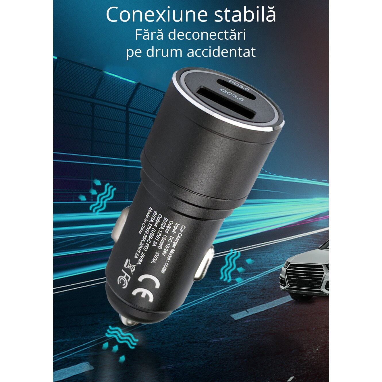 Incarcator Auto ZEPO 48W, 1 x USB, 1 x USB Tip C, Incarcare Rapida ...