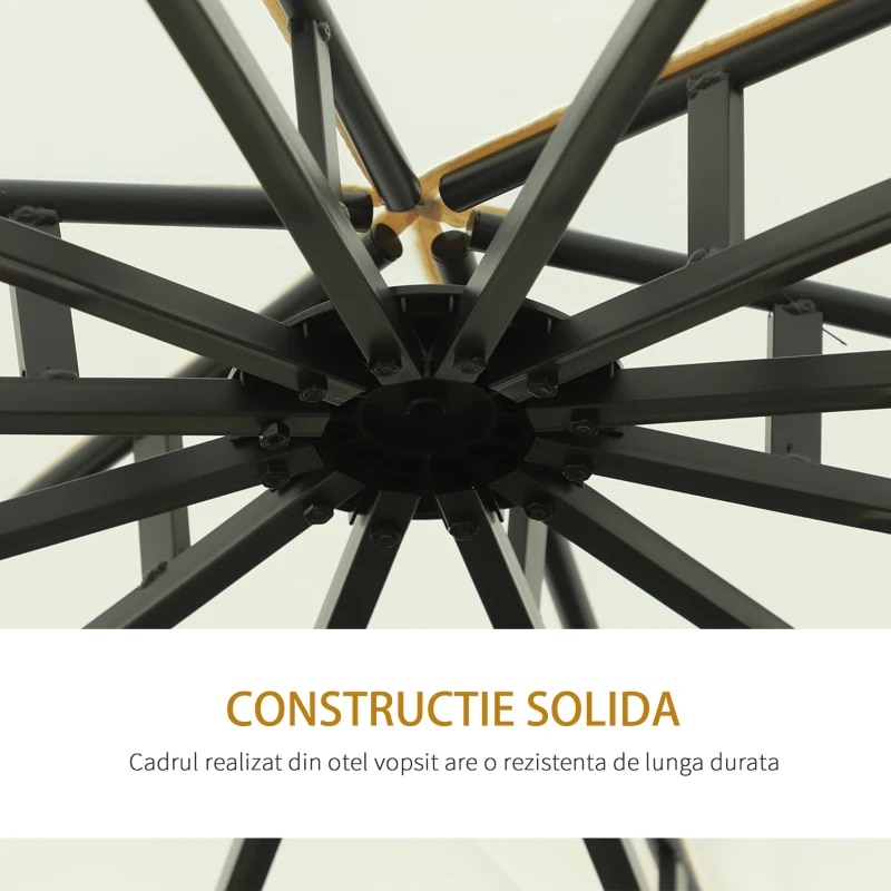 Pavilion Rotund cu Acoperis Dublu, Outsunny, Perdele si Curele Velcro ...