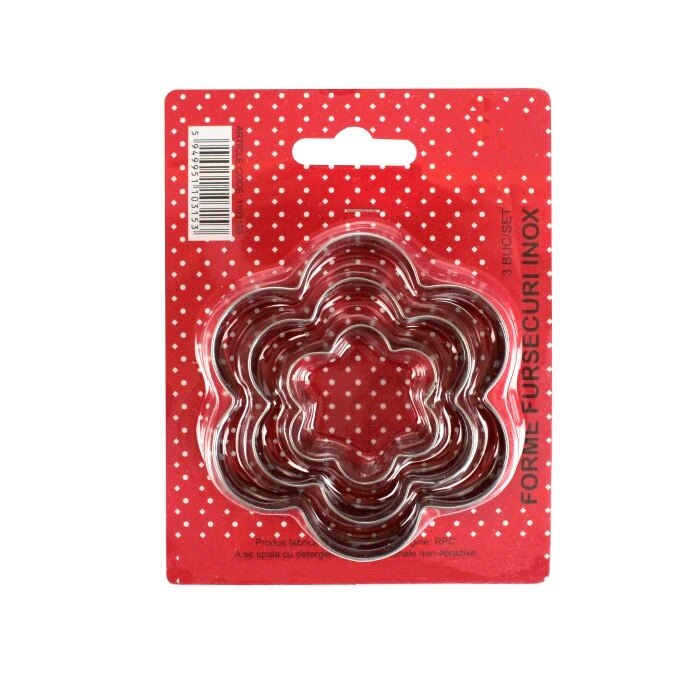 Set 3 bucati forma pentru decupat aluat fursecuri, Floare, Inox - eMAG.ro