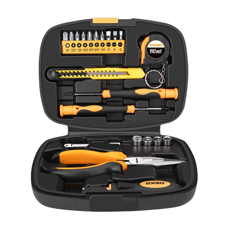 Set scule de mana, Deko, Tools TZ21, 21 bucati, Negru/Galben - eMAG.ro