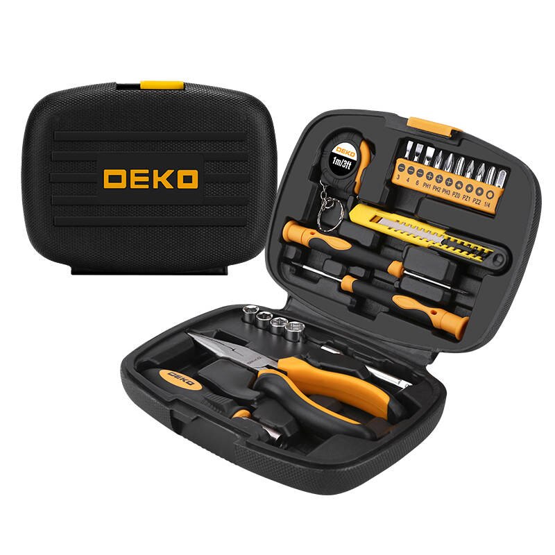 Set scule de mana, Deko, Tools TZ21, 21 bucati, Negru/Galben - eMAG.ro