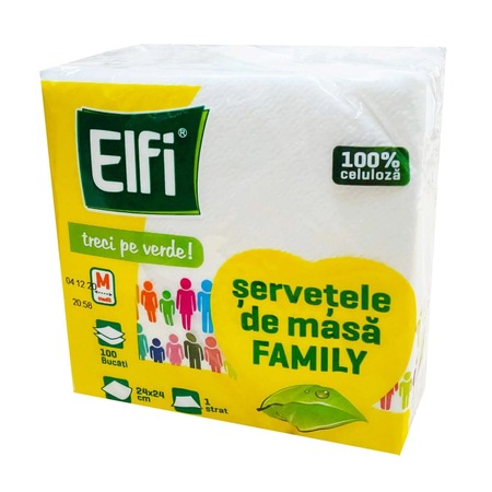 Servetele Elfi 1 Strat, 330 x 330 mm, 80 Buc - eMAG.ro