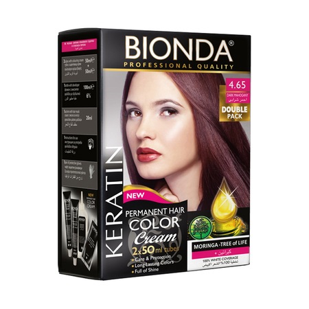 Боя за коса Bionda Professional Double, Тъмен Махагон 4.65, 2х50 мл ...