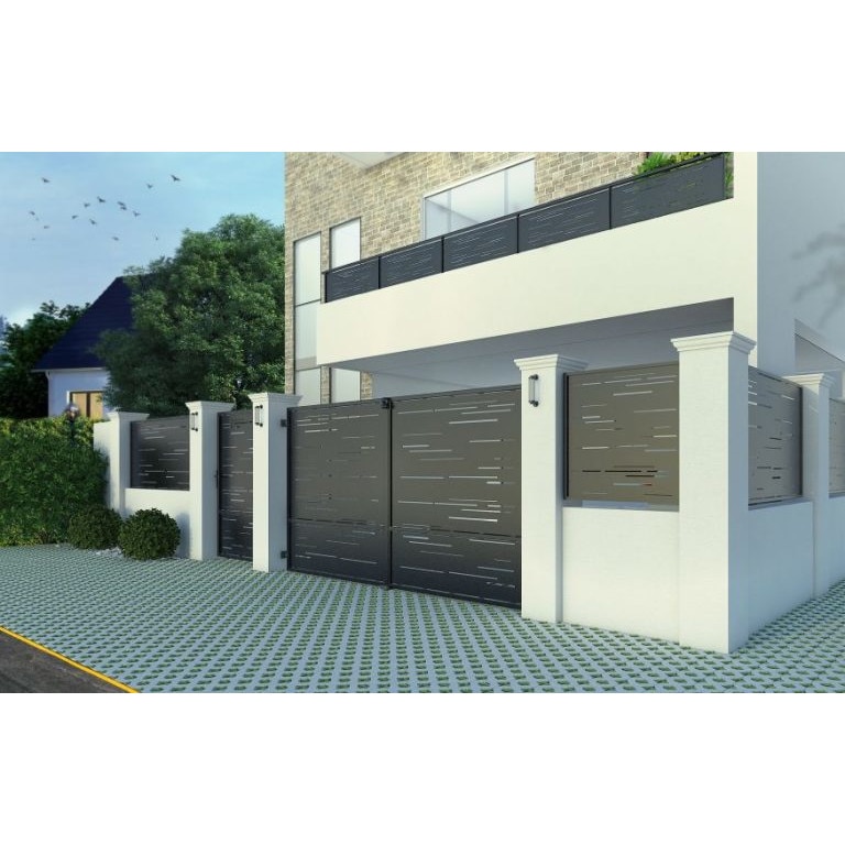 Porti din tabla decupata model LINIAR, Dimensiuni 460x200cm, Negru, Set ...