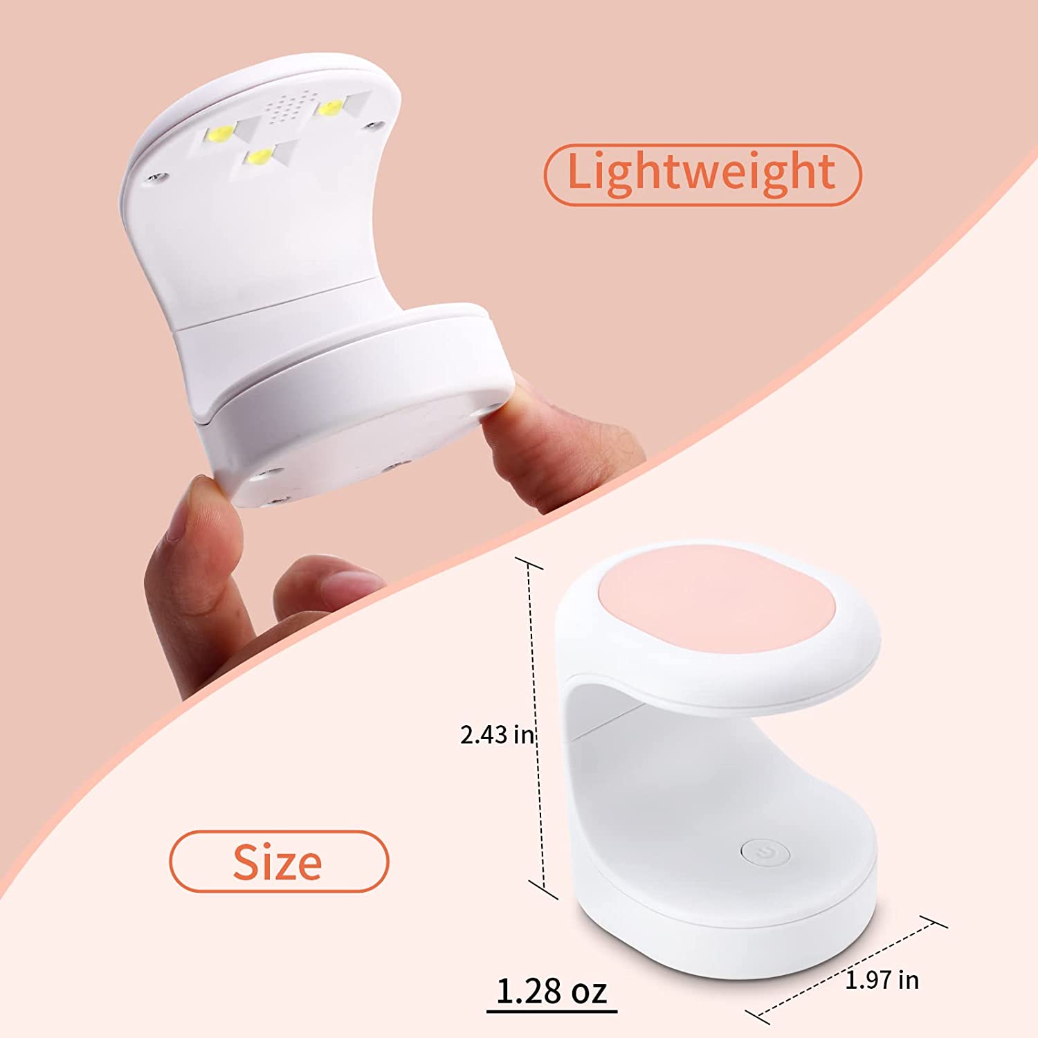 Mini lampa UV LED, Portabil, 16W, 50x60x61 mm, Alb - eMAG.ro