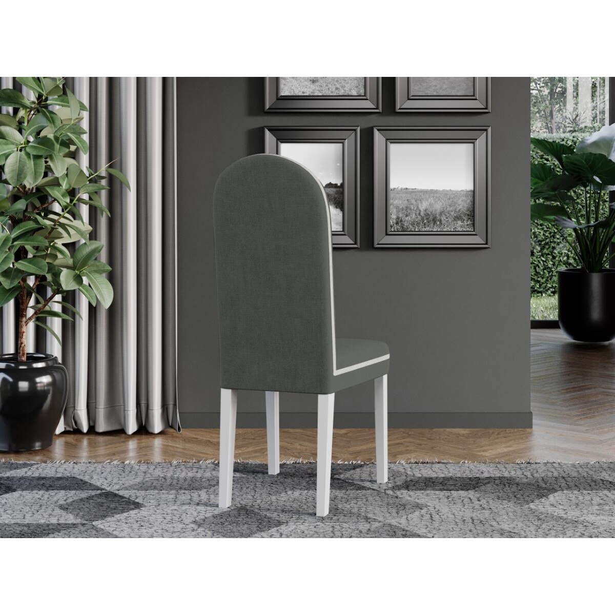 Scaun tapitat, Laguna, Nero Orion 17, Gri, 46 x 52 x 106 cm, Picioare ...