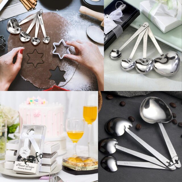 Set 4 linguri de dimensiuni diferite din metal pentru masurat ...