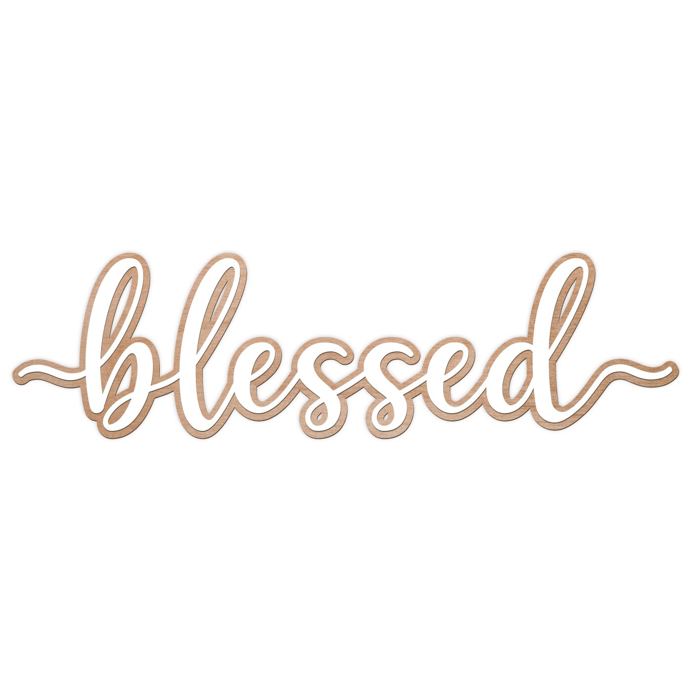 Cuvant decupat in lemn 'blessed', decoratiune perete, 54x15 cm - eMAG.ro