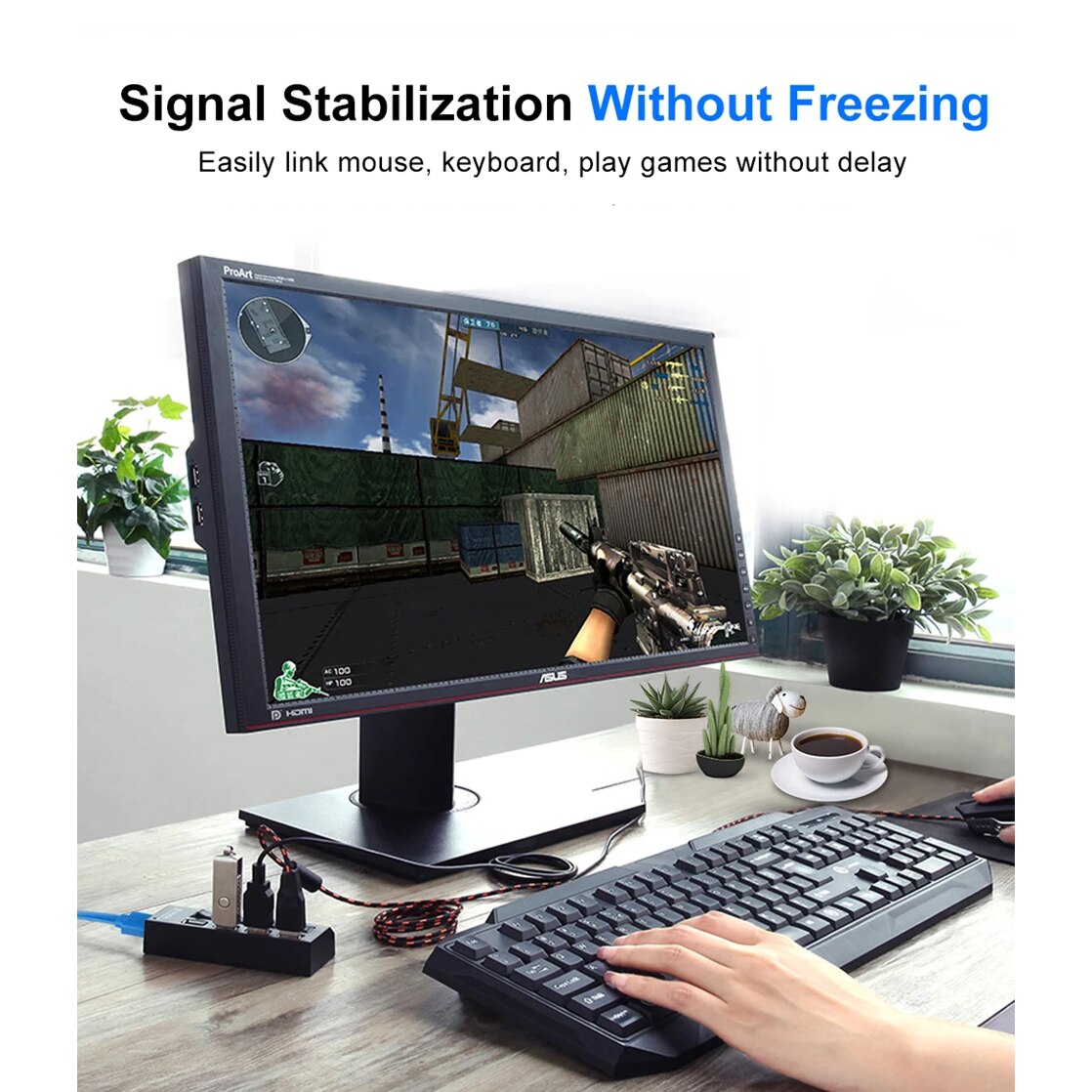 Hub USB 4 porturi USB 3.0 High Speed, 5Gbps, Buton individual On/Off ...