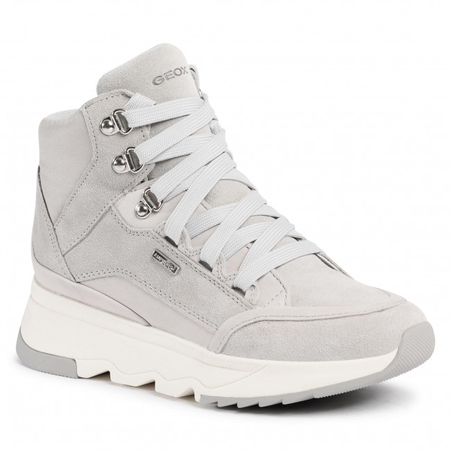 Ghete dama Geox D Falena B ABX,, piele intoarsa, siret, gri - eMAG.ro