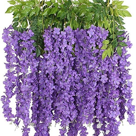 Set 12 Bucati Planta Artificiala Curgatoare Glicina Wisteria Mov cu ...
