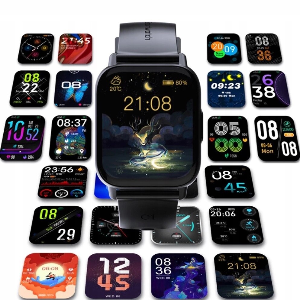 Smartwatch, IPS 1.69", Bluetooth 5.0, IP68, Monitorizarea functiilor ...
