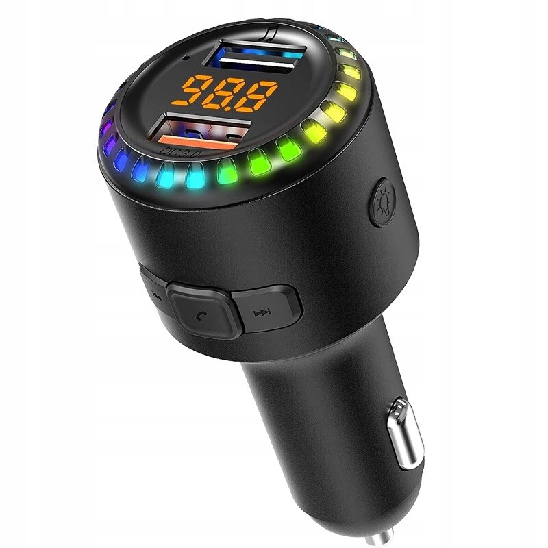 Modulator FM auto, KM32, Slot SD, Bluetooth 5.0, USB, Lumini ambientale ...