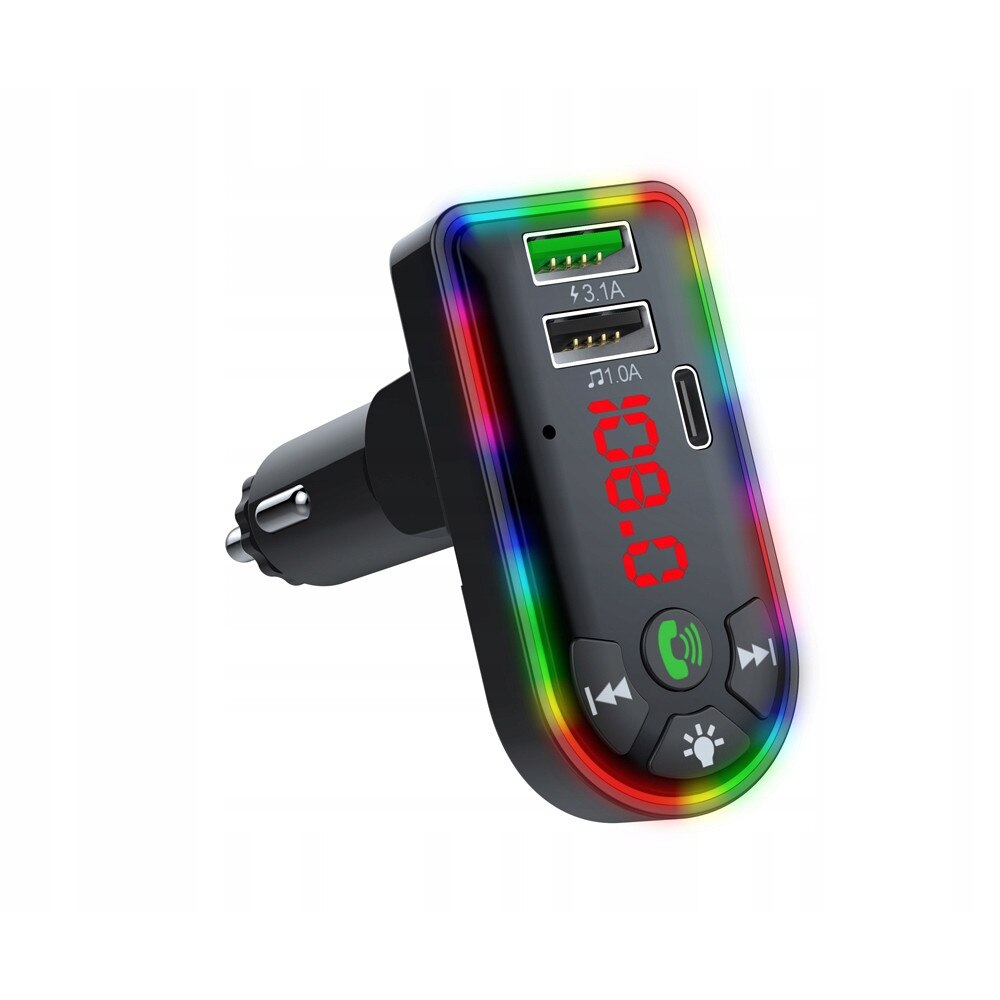 Modulator FM auto, F7, Slot SD, Bluetooth 5.0, USB/USB-C, Lumini ...
