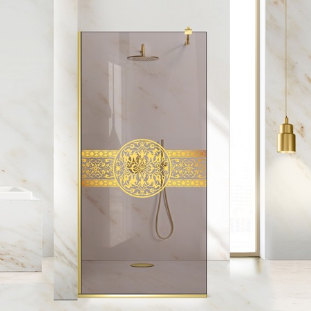 Paravan dus walk-in Aqua Roy ® Gold, model Doha Medalion auriu, sticla ...