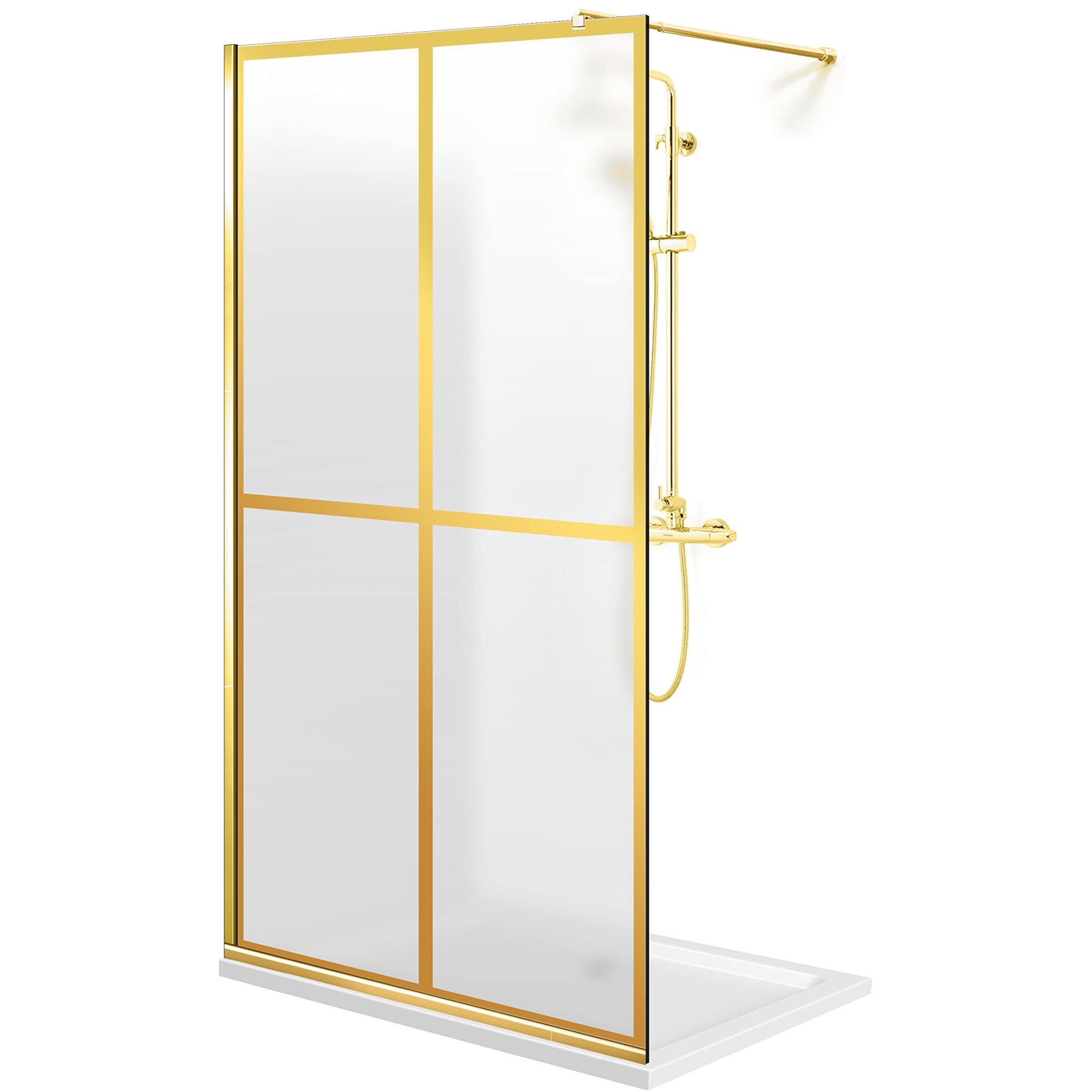 Paravan dus walk-in Aqua Roy ® Gold, Basic auriu, sticla 8 mm mata ...