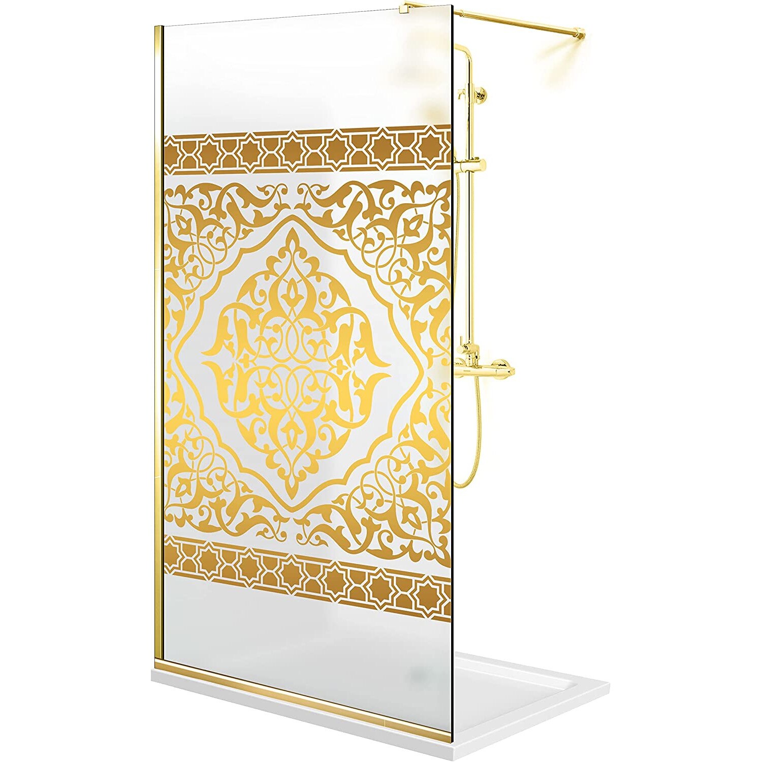 Paravan dus walk-in Aqua Roy ® Gold, Doha Orizontal auriu, sticla 8 mm ...