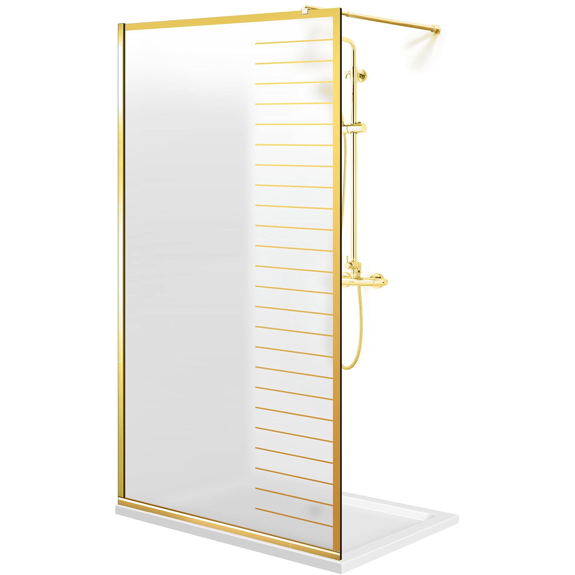 Paravan dus walk-in Aqua Roy ® Gold, model Supreme auriu, sticla 8 mm ...