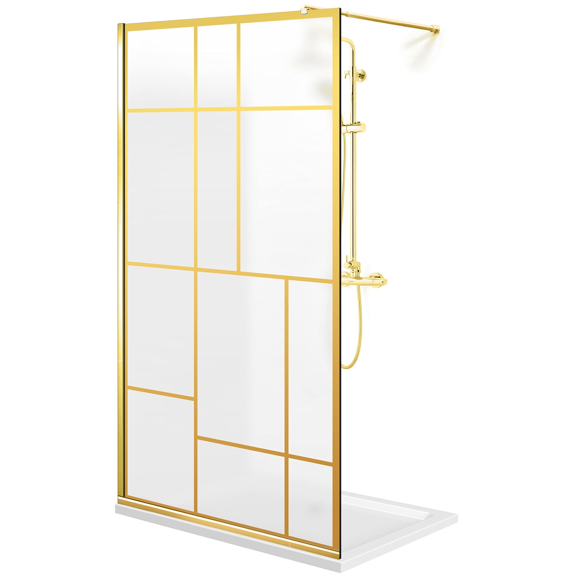 Paravan dus walk-in Aqua Roy ® Gold, Urban auriu, sticla 8 mm mata ...