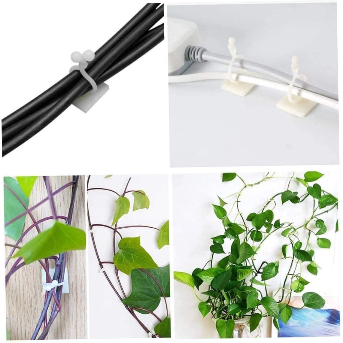 Set 30 Cleme cu adeziv pentru fixat plante de perete, PVC, alb ...
