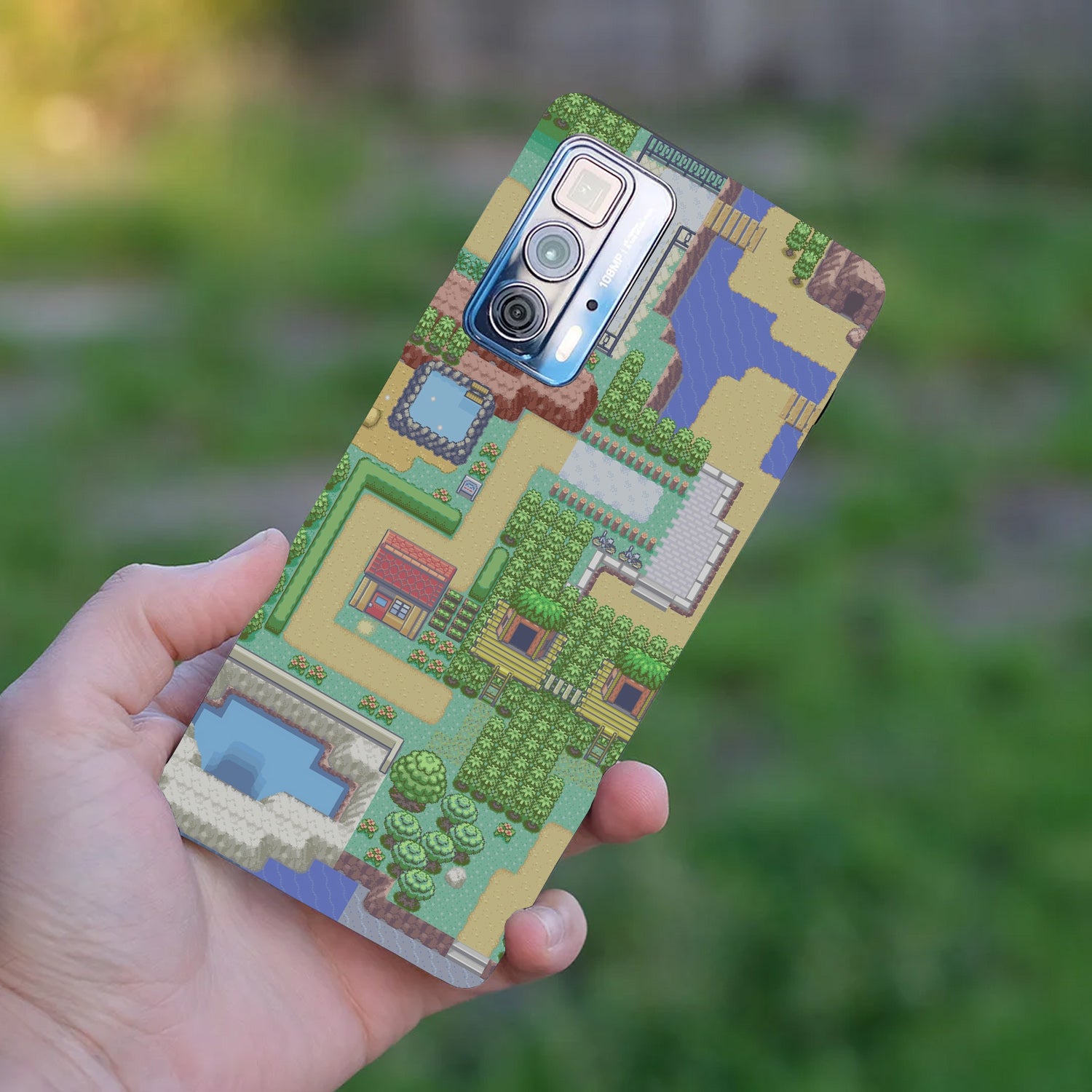 Капак, съвместим с модел Motorola Moto G22 Pokemon pixelated map ...